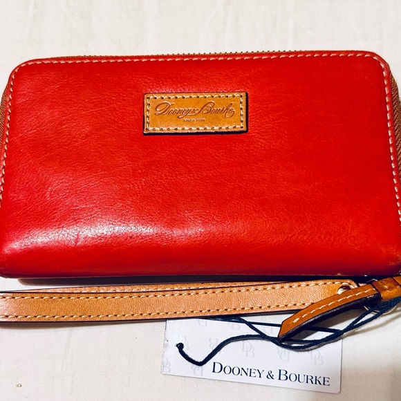 Dooney & Bourke | Bags | Dooney Bourke Red Wristlet With Tan Accents ...